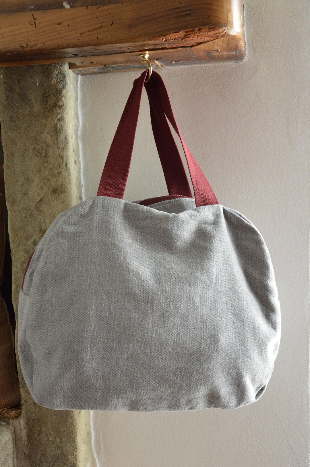 Top Case Bag, Handmade Fabric Bag, Bag Lined With Patterned Fabric With ...