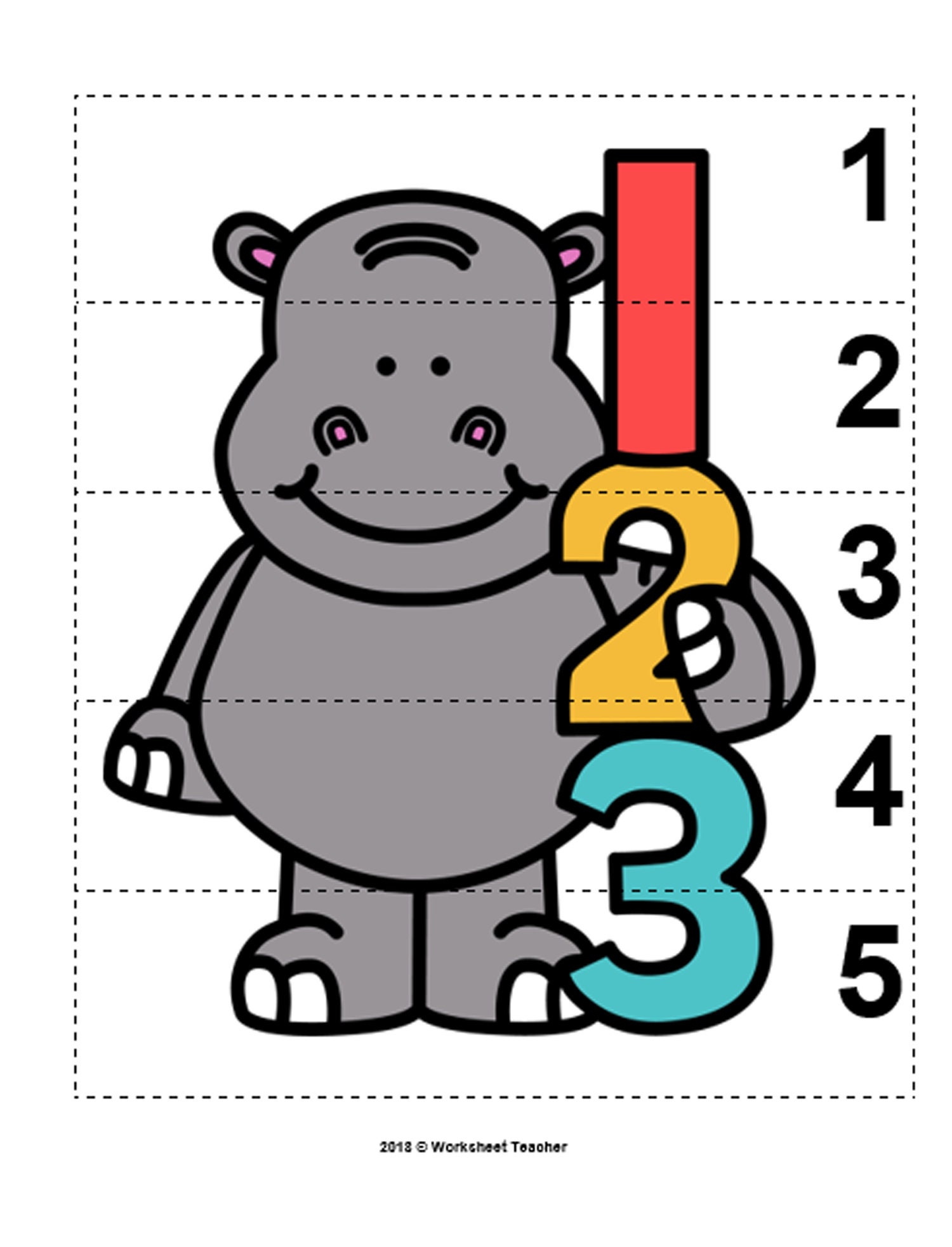 10 Zoo Animals Number Sequence 1-5 Preschool Math Picture | Etsy
