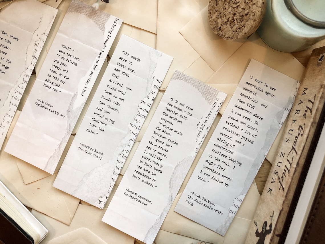 The Typewriter Collection: Literary Quote Bookmarks, Literary Bookmark ...