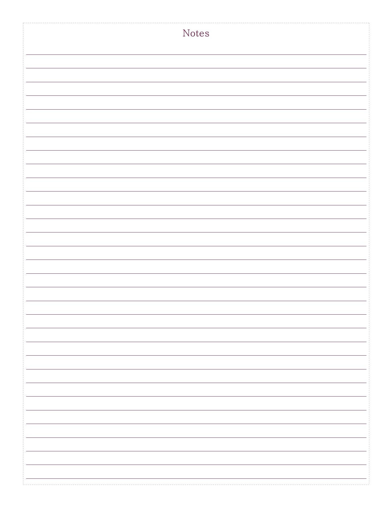 School Notes Page - Printable Notes Page - Notebook Paper - Back to ...