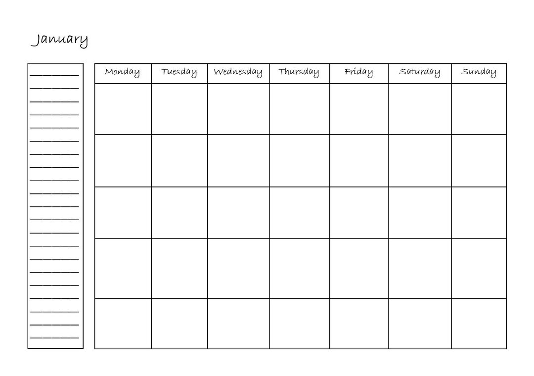 Monthly Calendar Pages Planner Layout Bujo Calendars Digital Download ...