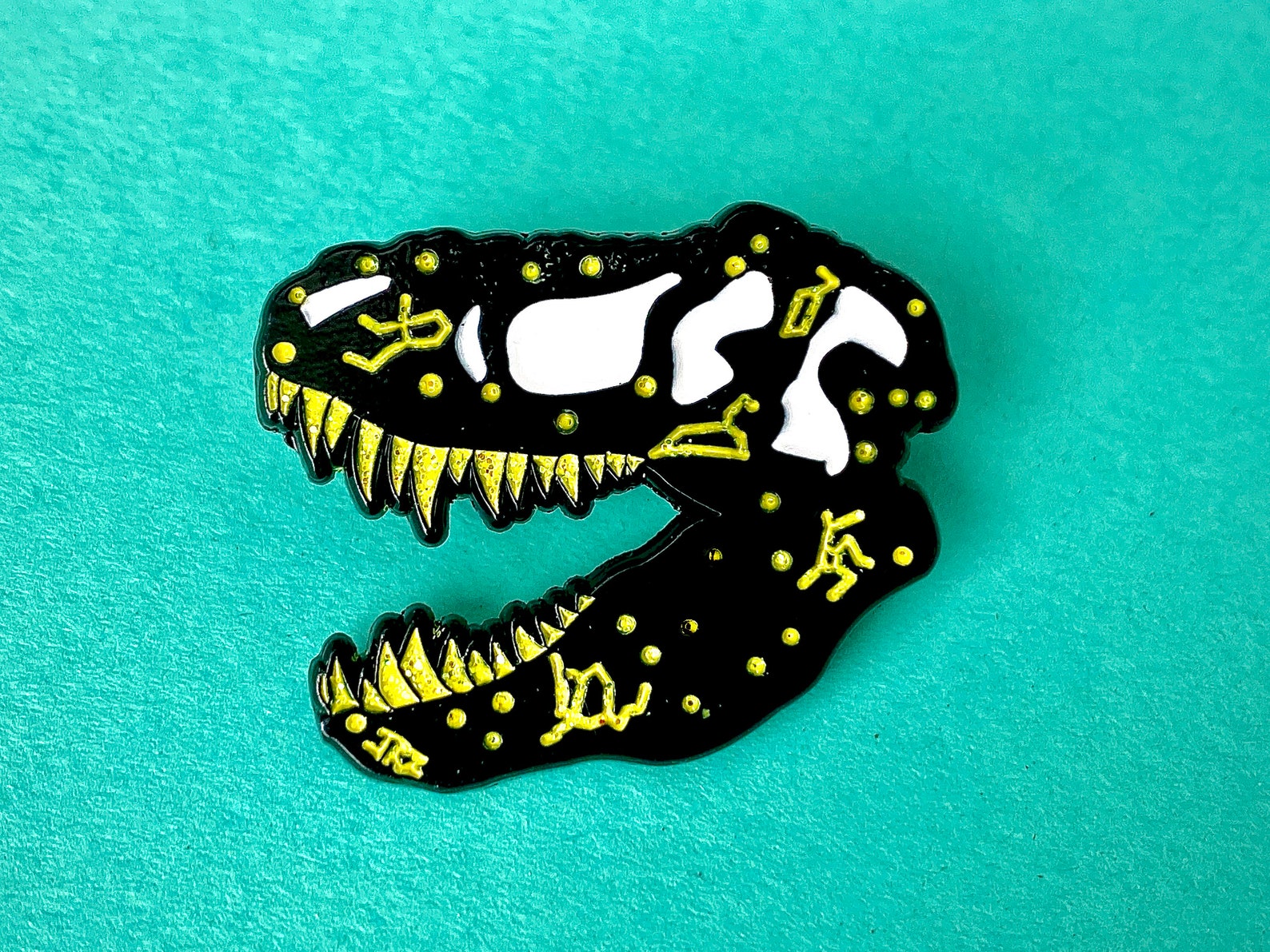 T-rex Gold Glitter Constellation Soft Enamel Pin, Dinosaur Lapel Pin - Etsy