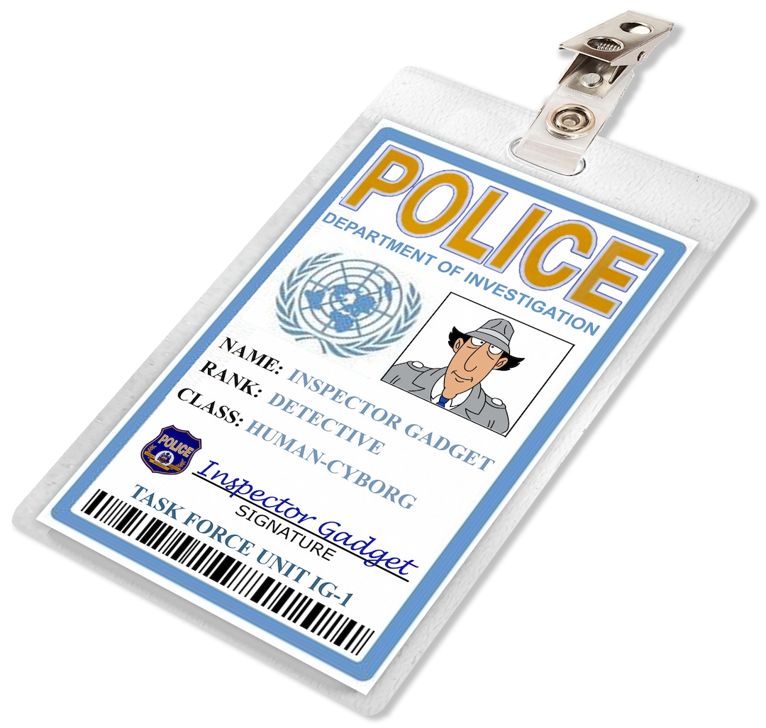 INSPECTOR GADGET, Metro Police, Detective ID Badge, Card, Name Tag, for ...