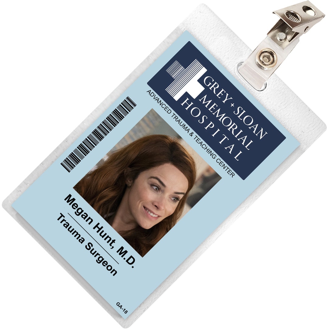 Grey's Anatomy MEGAN HUNT Sloan Memorial Hospital ID Badge Card Cosplay ...