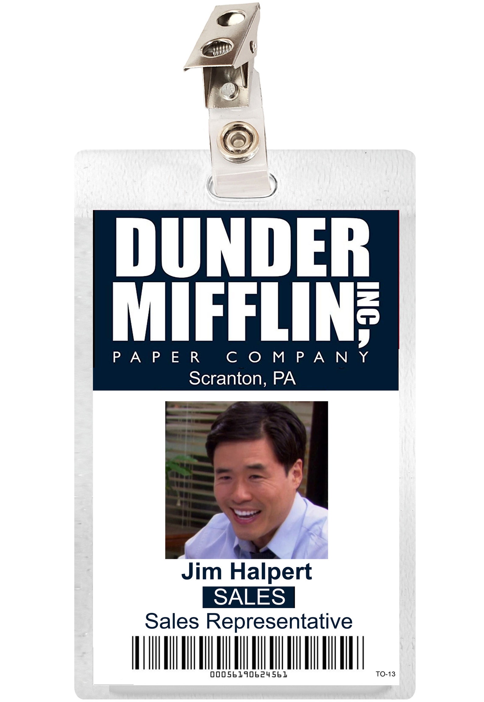 The Office ASIAN JIM Halpert Dunder Mifflin ID Badge Cosplay Costume ...