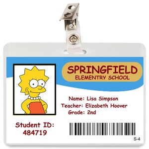 Lisa Simpson of the Simpsons Springfield Elementary School ID Card ...