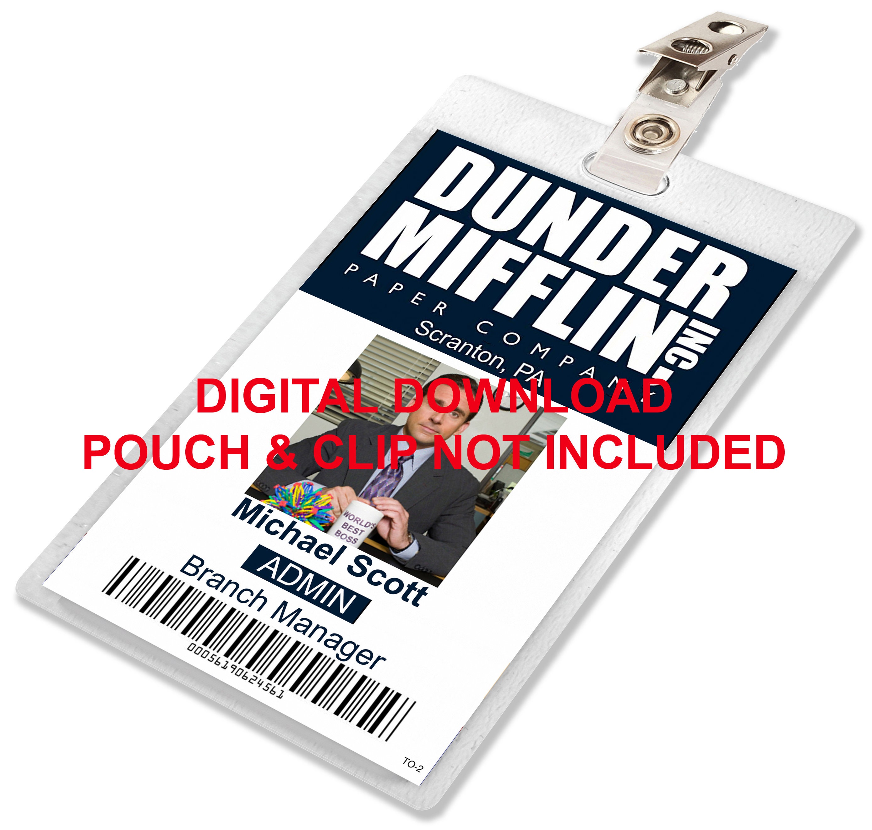 The Office, Michael Scott, Dunder Mifflin ID Card Badge, Name Tag, for ...