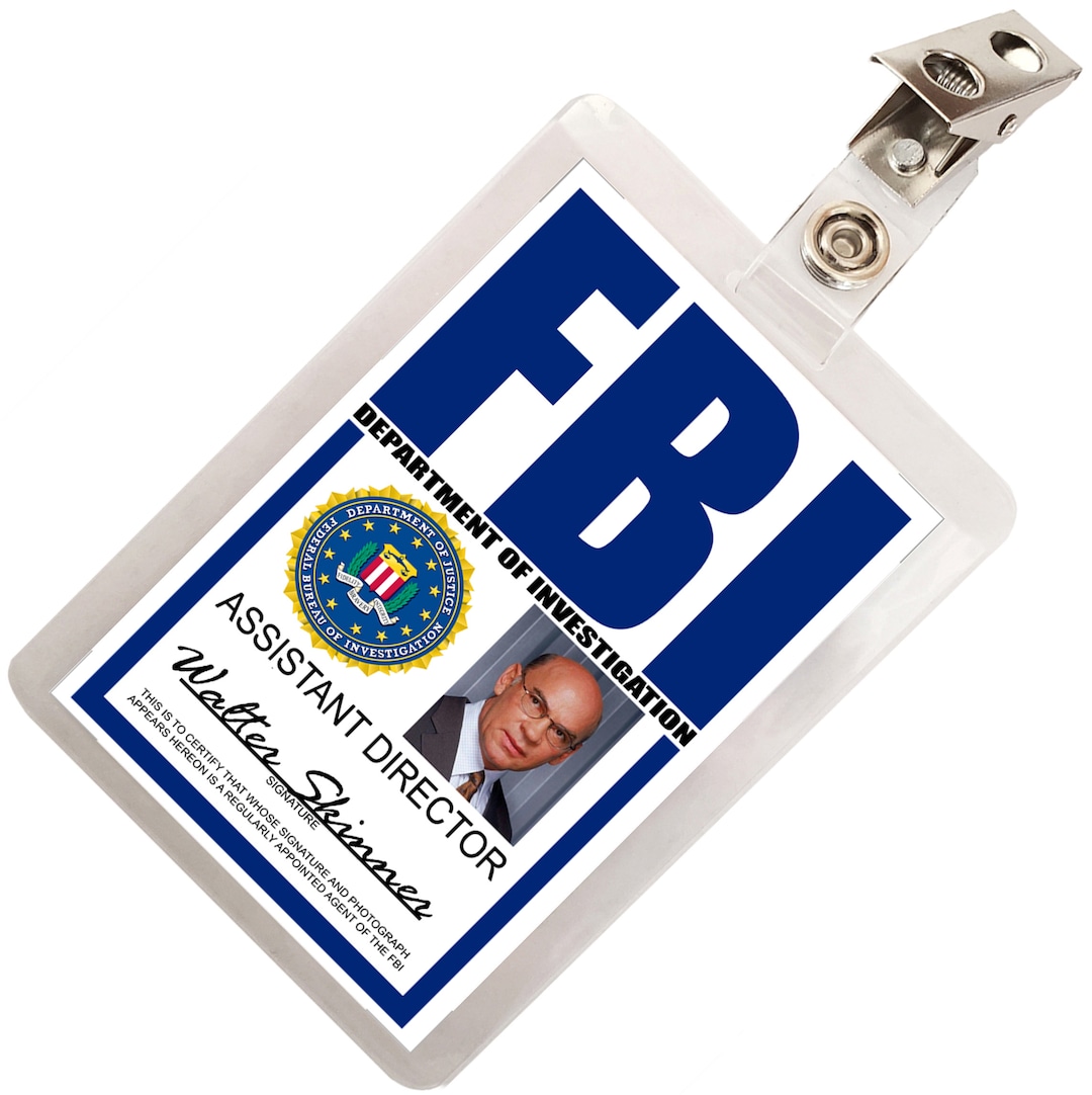 X FILES Walter Skinner FBI ID Badge Name Tag Card Laminate Costume ...