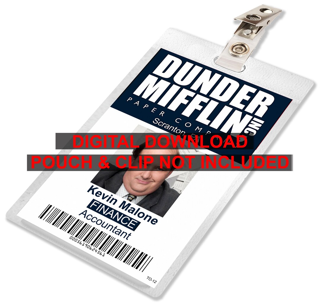 Kevin Malone, the Office, Dunder Mifflin, ID Badge Card, Name Tag, for ...