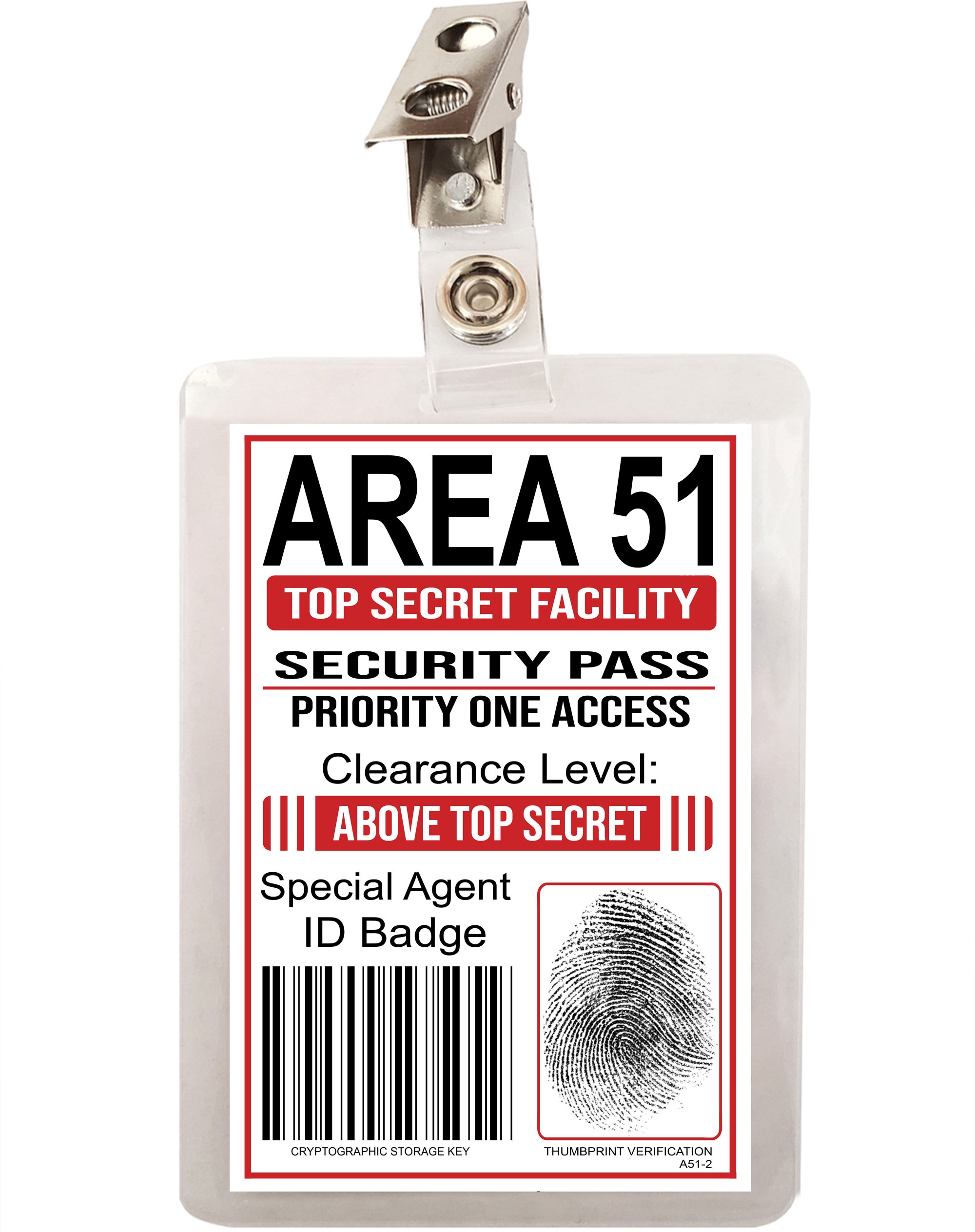 Area 51 Secret Government Base Agent ID Badge Name Tag Card Costume ...