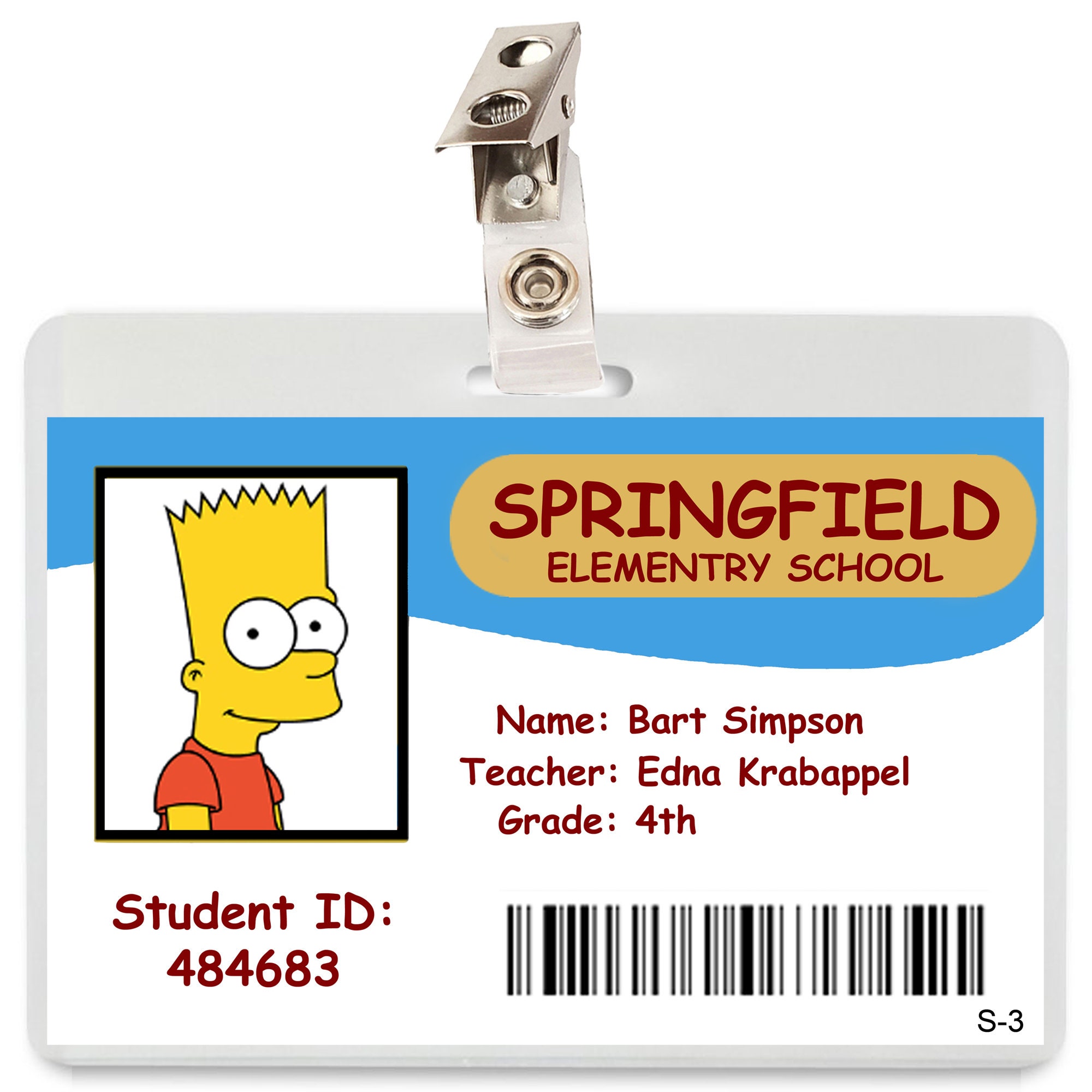 Bart Simpson of the Simpsons Springfield Elementary School ID - Etsy
