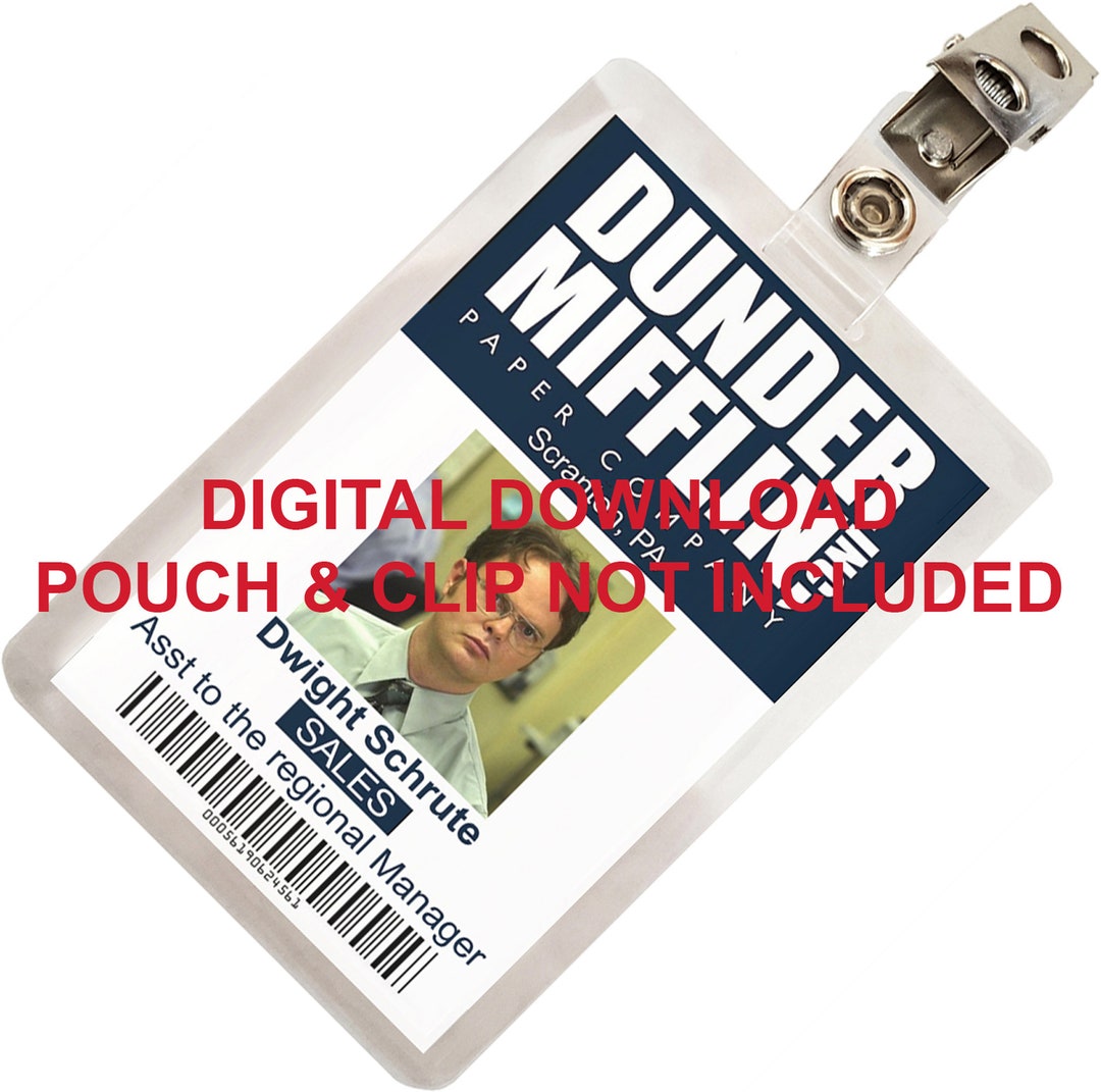 The Office, Dwight Schrute, Dunder Mifflin ID Card Badge, Name Tag, for ...