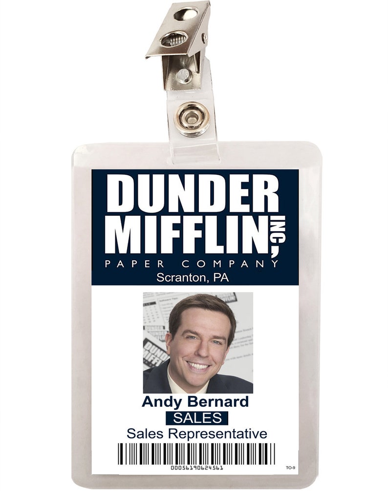 The Office Andy Bernard Dunder Mifflin ID Badge Cosplay | Etsy