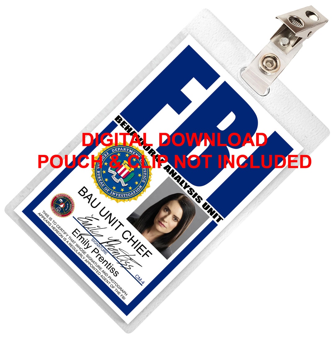 Criminal Minds, Emily Prentiss, FBI ID Card Badge, Name Tag, for ...