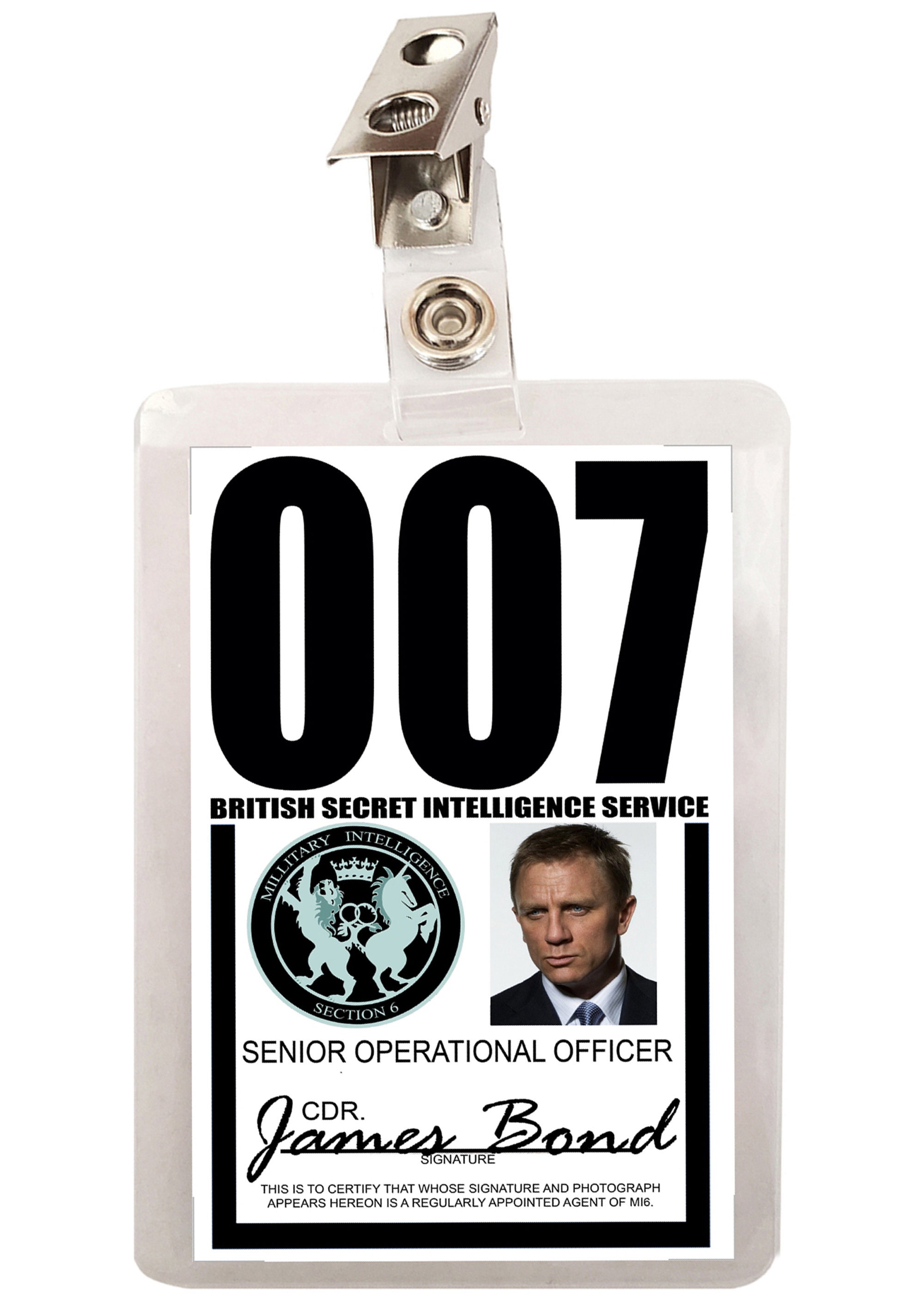 James Bond 007 MI6 / SIS British Secret Intelligence Service ID Badge ...