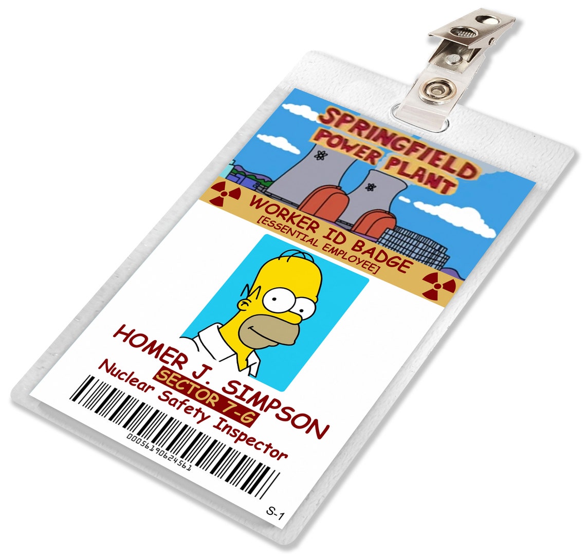 Homer Simpson of the Simpsons Springfield Power Plant ID Card Badge ...