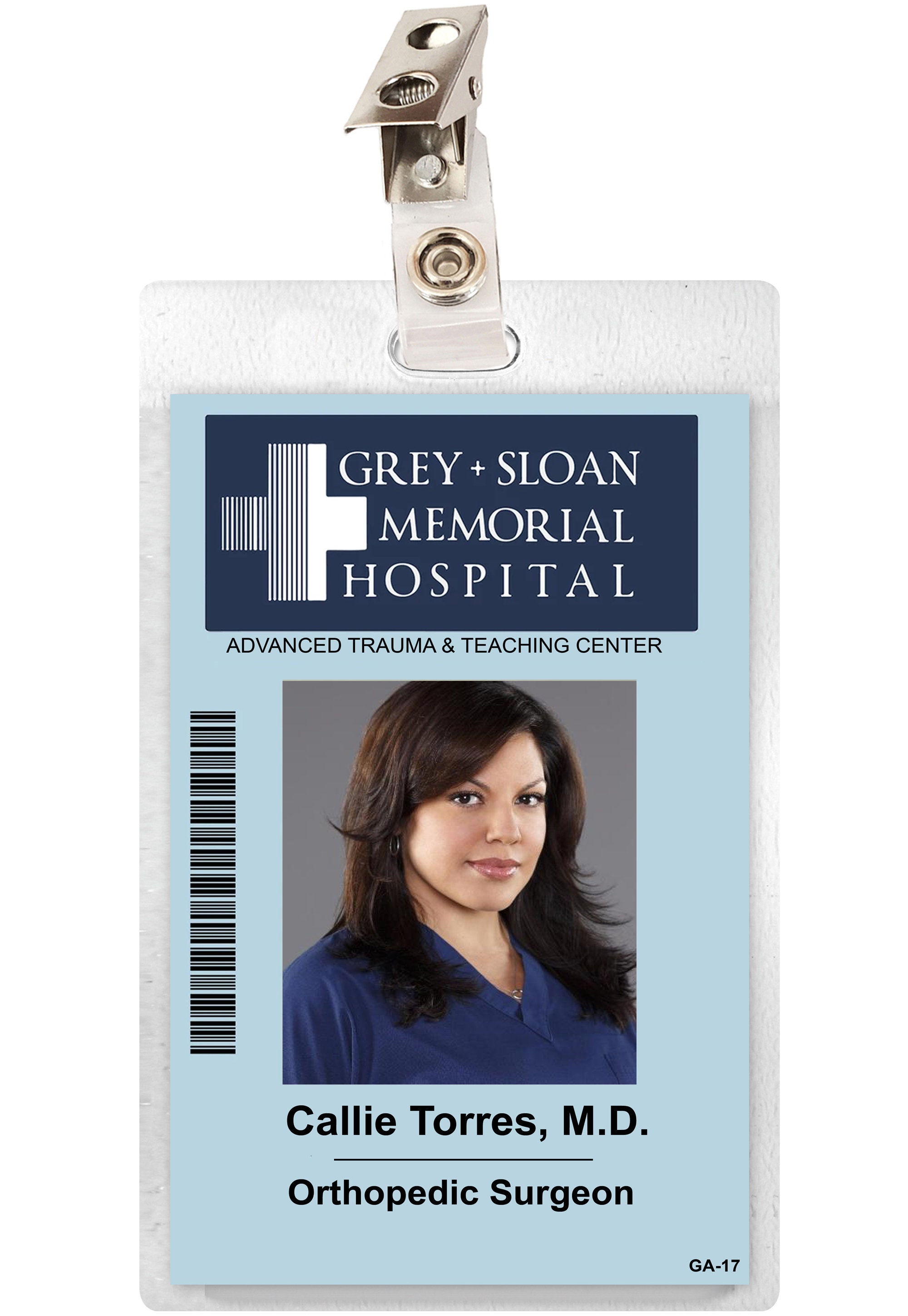 Grey's Anatomy Calliope CALLIE TORRES Grey Sloan Memorial Hospital ID ...