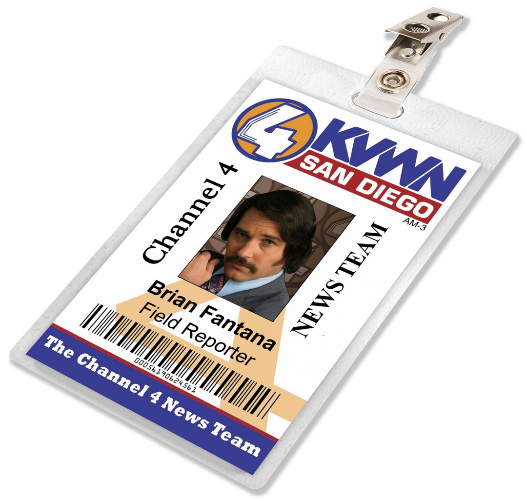 Anchorman Brian Fantana Channel 4 News Press Pass ID Badge, Name Tag ...