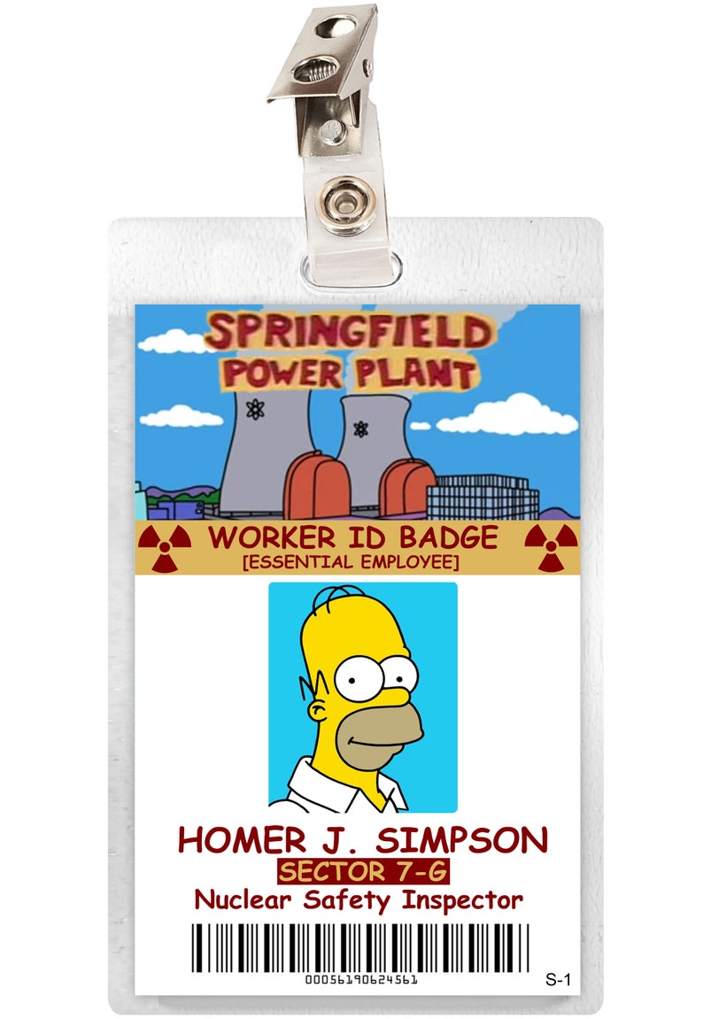 Homer Simpson of The Simpsons Springfield Power Plant ID Card | Etsy