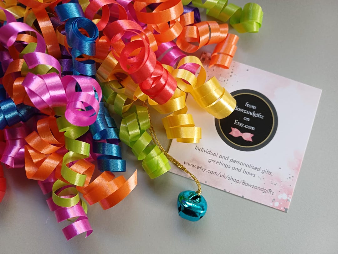 Lge GIFT BOW Rainbow Colours With Corkscrew Streamers and Jingle Bell ...