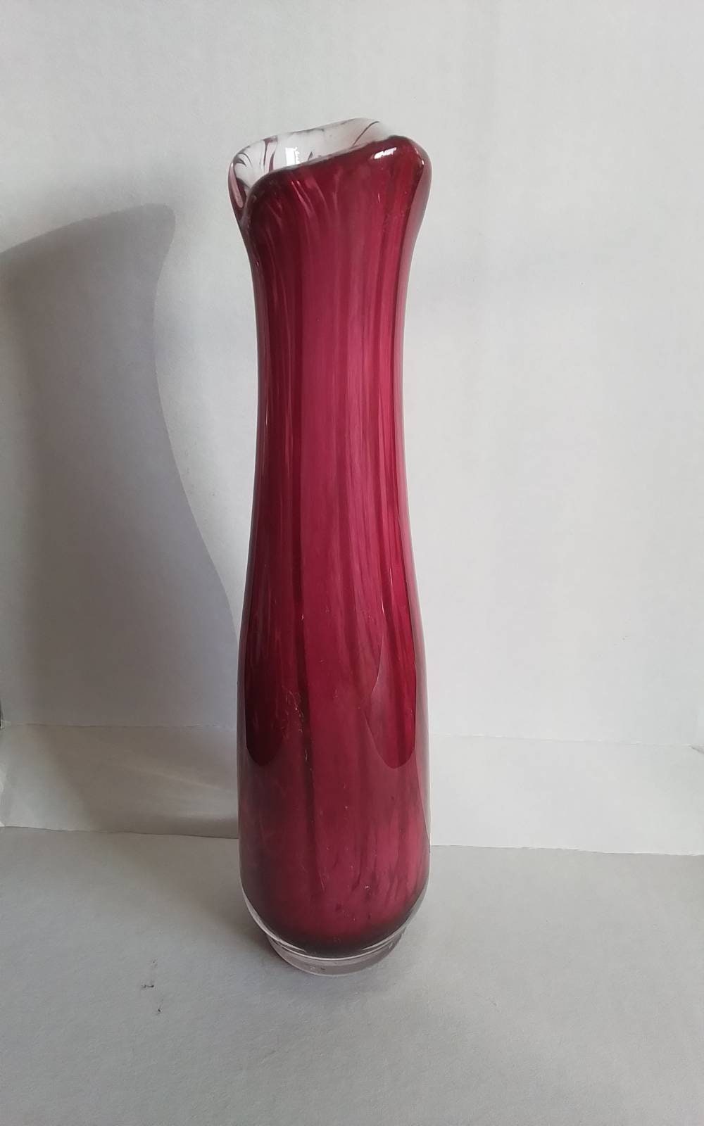 Mtarfa Glass Signed Freeform Encased Pink Vase - Etsy