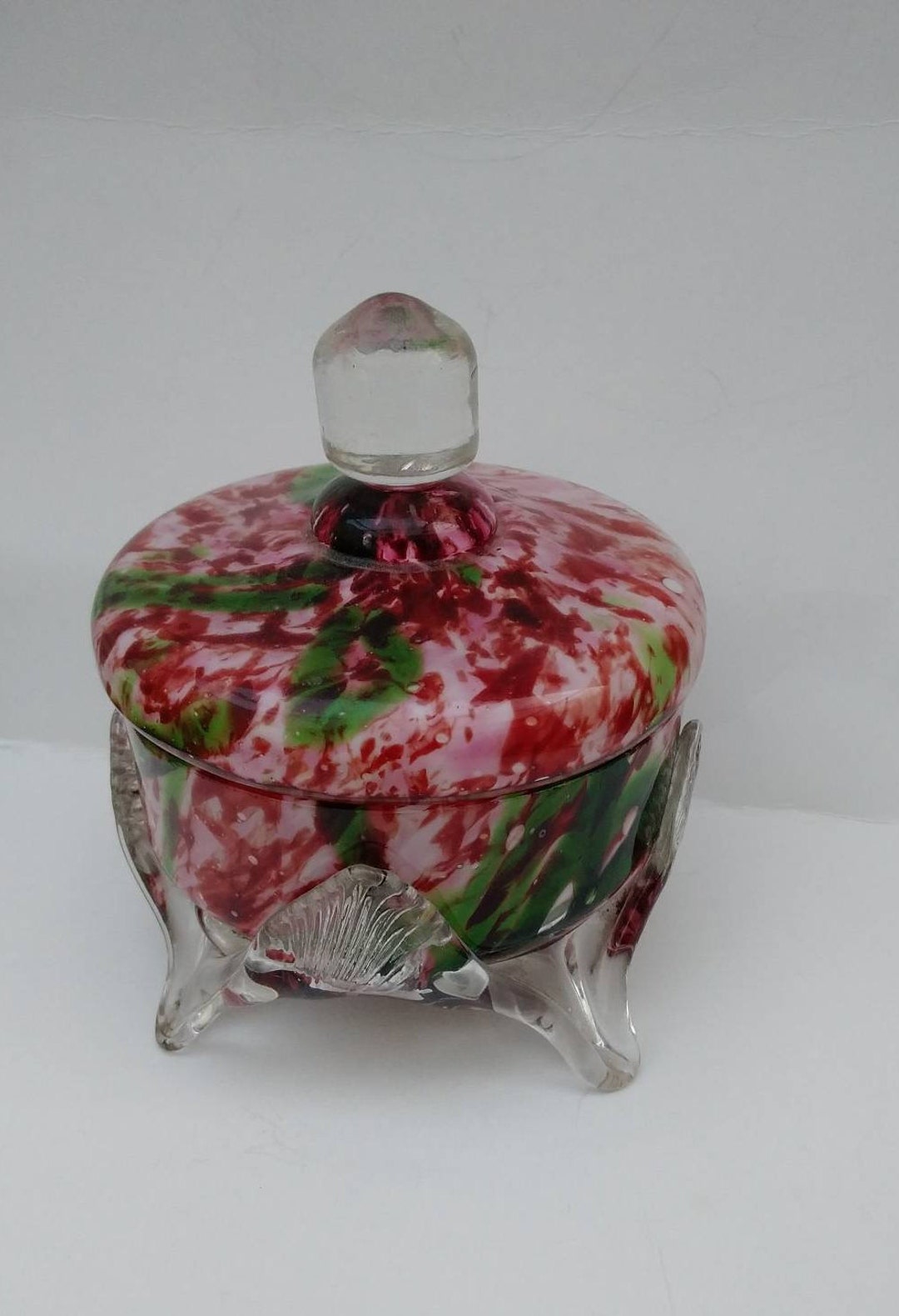 Victorian Welz Triple Cased Spatter Glass Lidded and Footed - Etsy