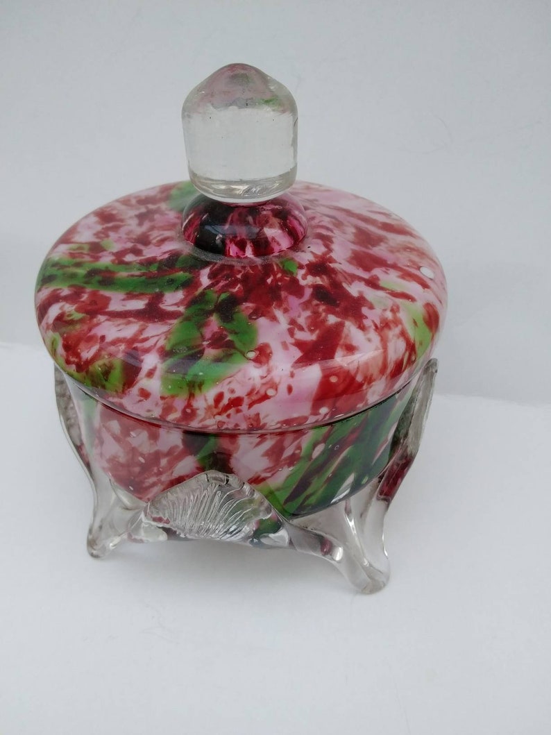 Victorian Welz Triple Cased Spatter Glass Lidded and Footed - Etsy