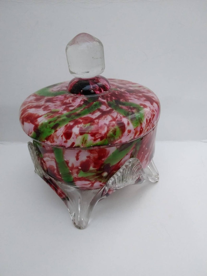 Victorian Welz Triple Cased Spatter Glass Lidded and Footed - Etsy