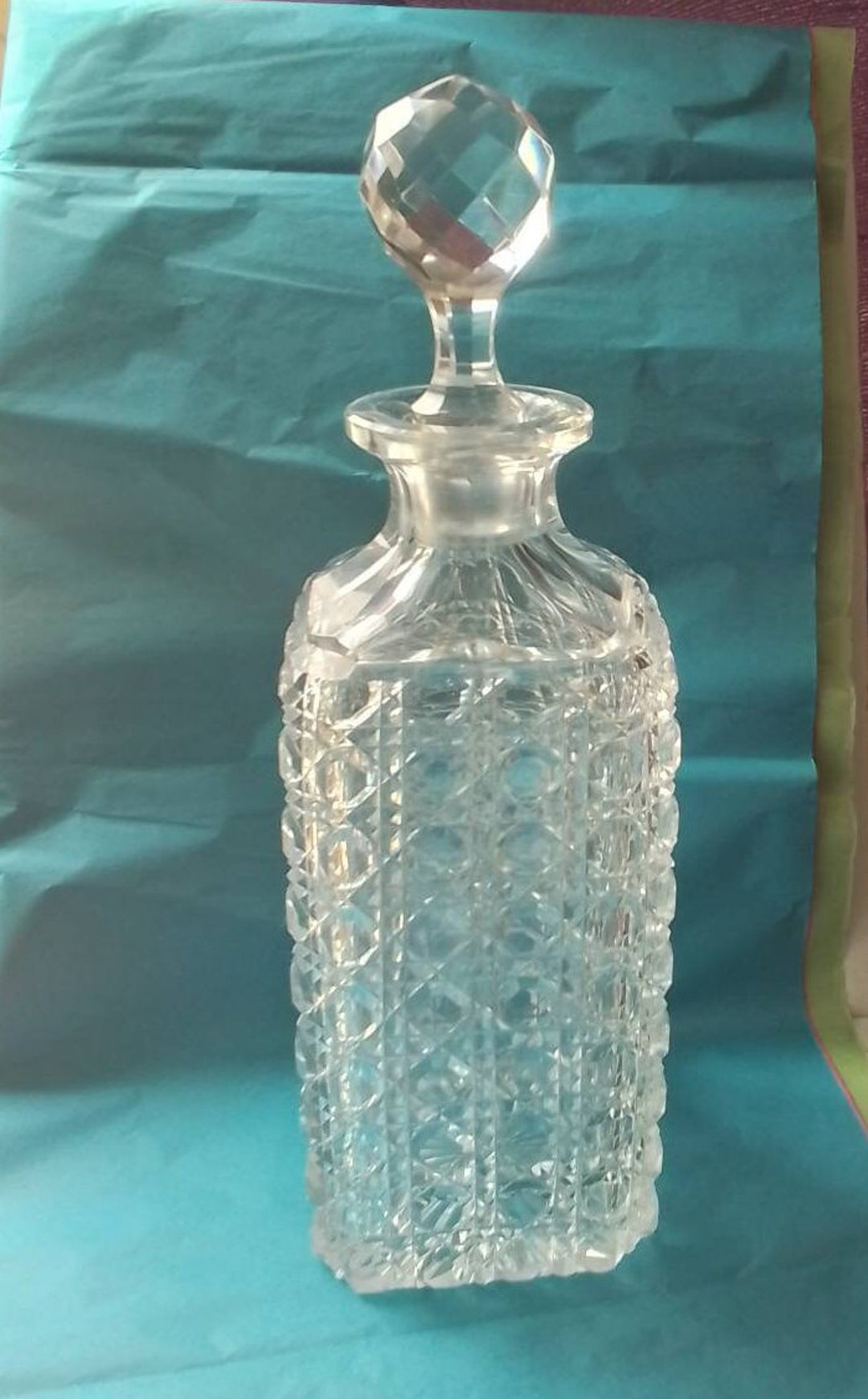 American Brilliant Cut Crystal Pitcher, Vintage Criss Cross and Cane ...