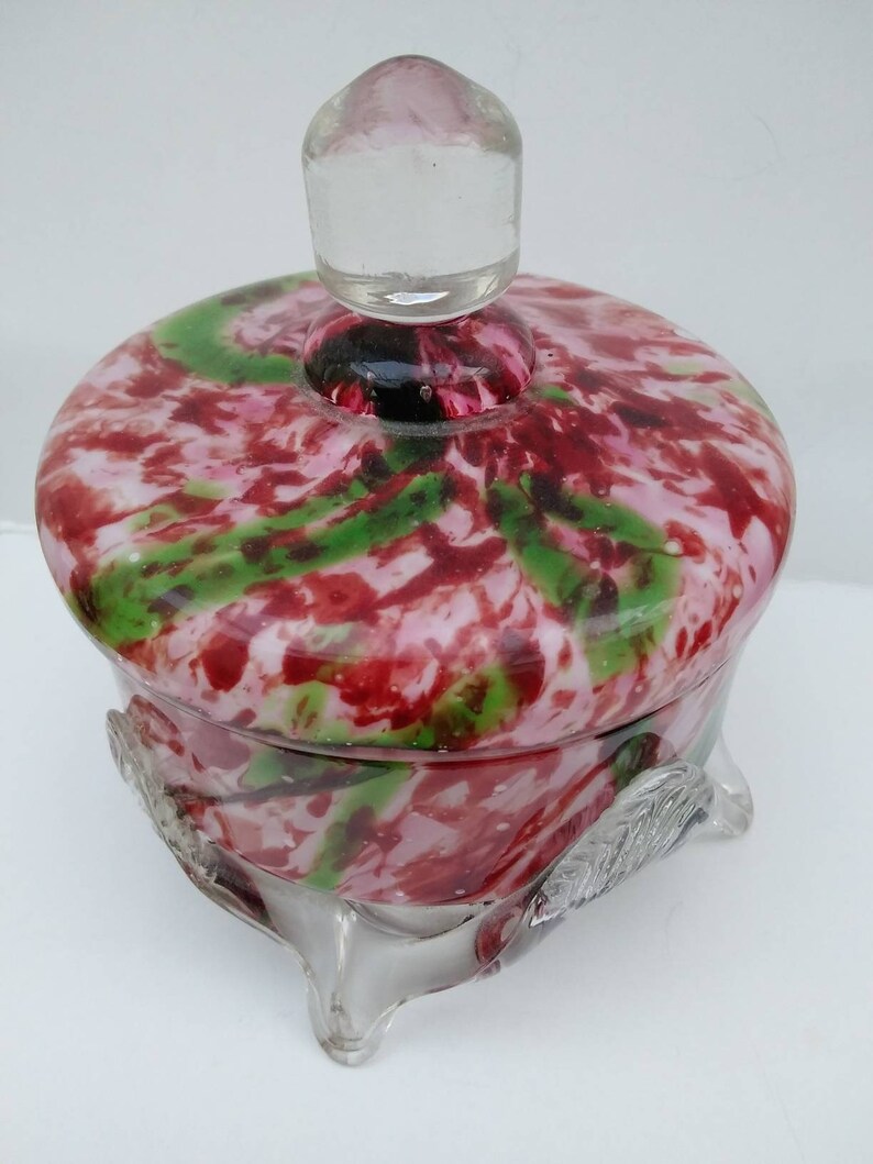 Victorian Welz Triple Cased Spatter Glass Lidded and Footed - Etsy