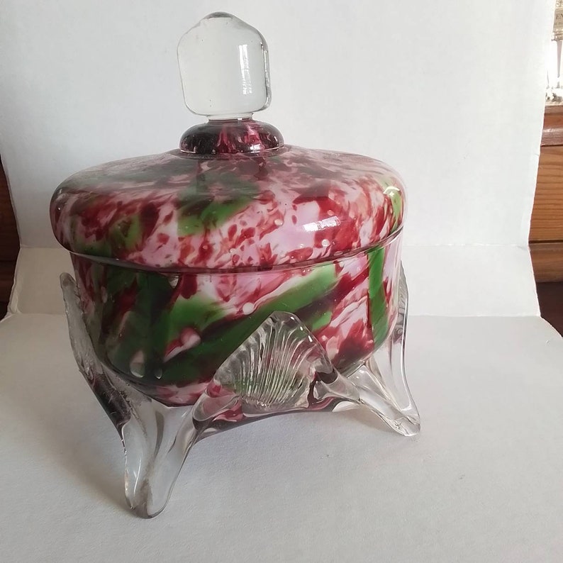 Victorian Welz Triple Cased Spatter Glass Lidded and Footed - Etsy
