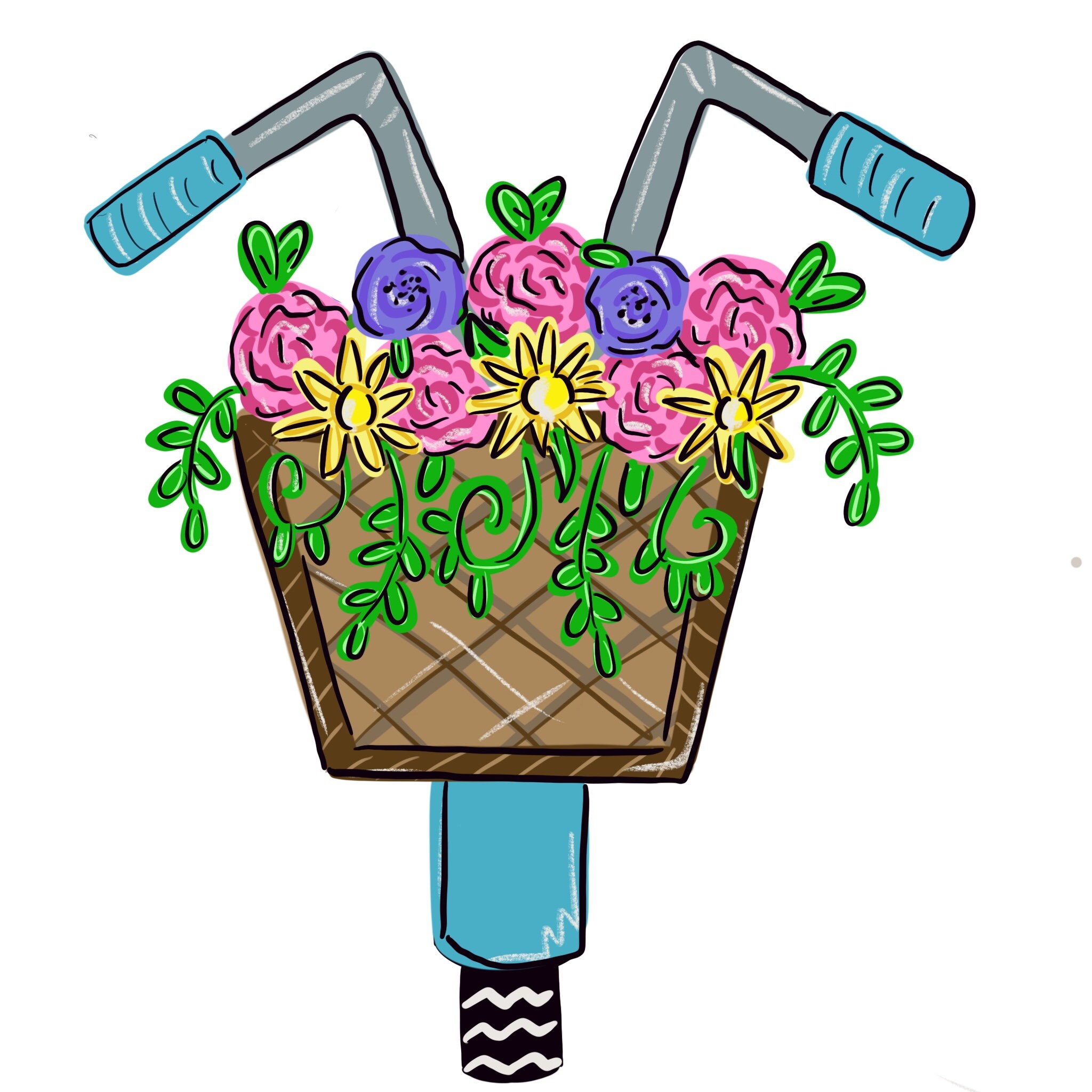 Bicycle Flower Basket Downloadable Door Hanger Template Etsy