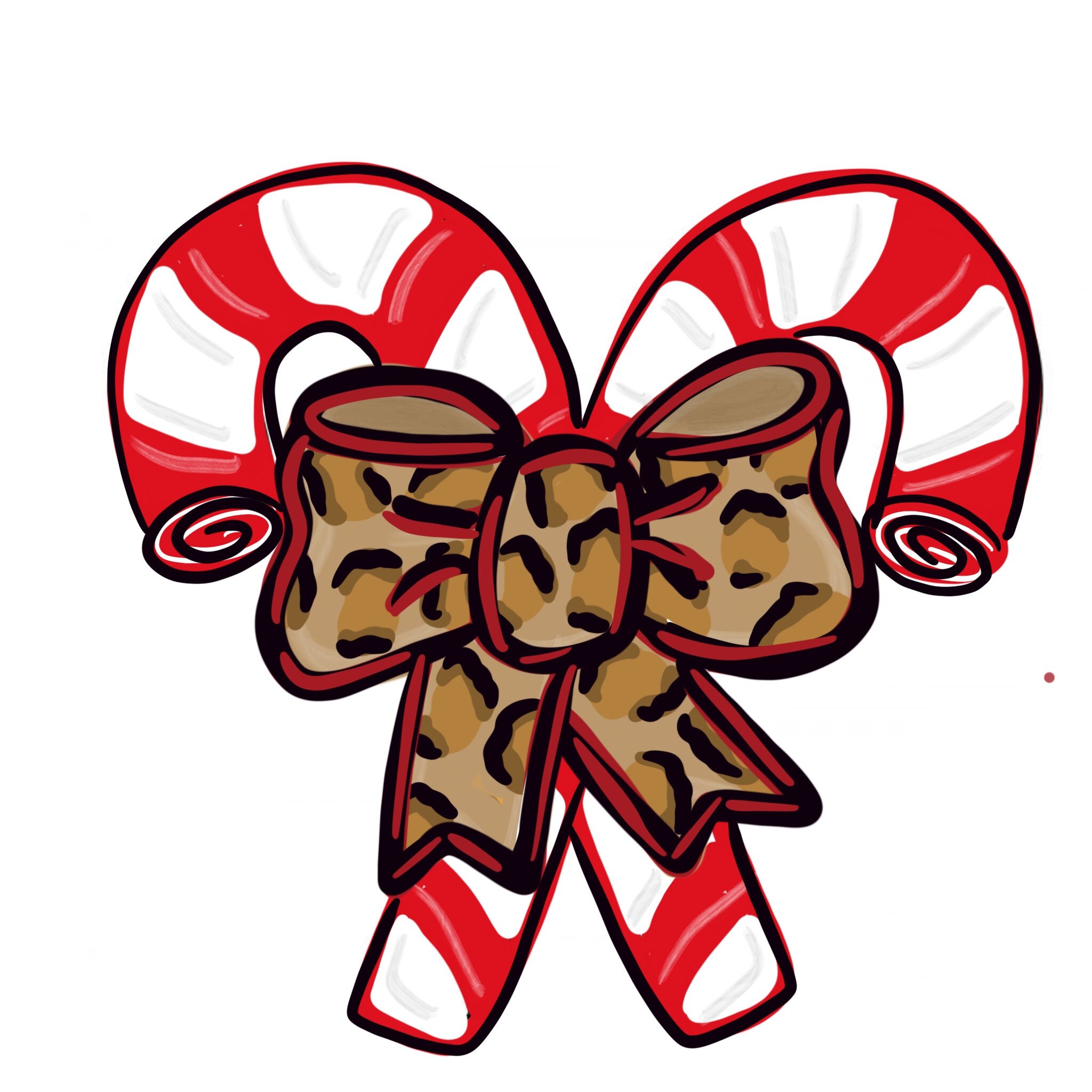 Candy Canes With Animal Print Bow Downloadable Door Hanger Template ...