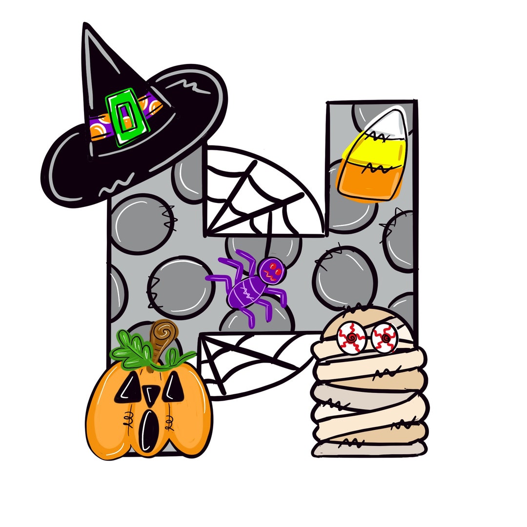 Halloween Themed Initial Downloadable Door Hanger Template - Etsy