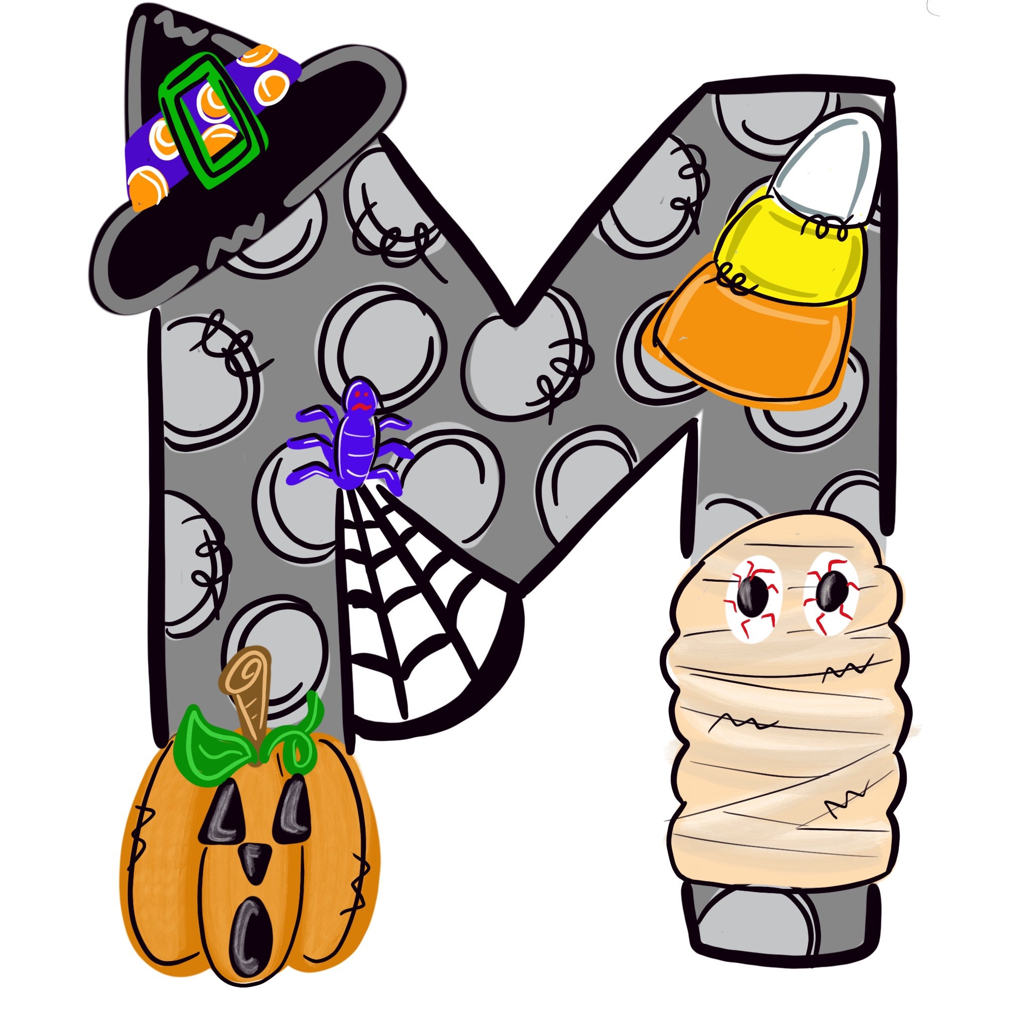 Halloween Themed Letter M Downloadable Door Hanger Template - Etsy
