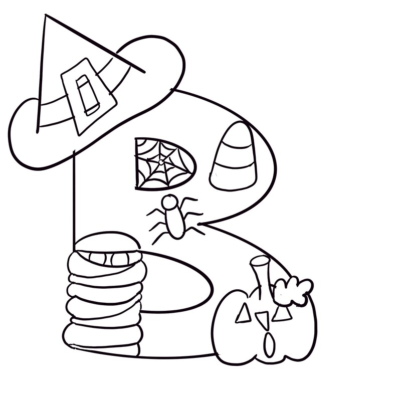 Halloween Themed Letter B Downloadable Door Hanger Template - Etsy