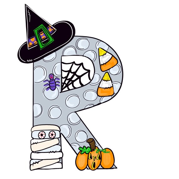 Halloween Themed Letter R Downloadable Door Hanger Template | Etsy