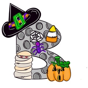 Halloween Themed Letter B Downloadable Door Hanger Template - Etsy