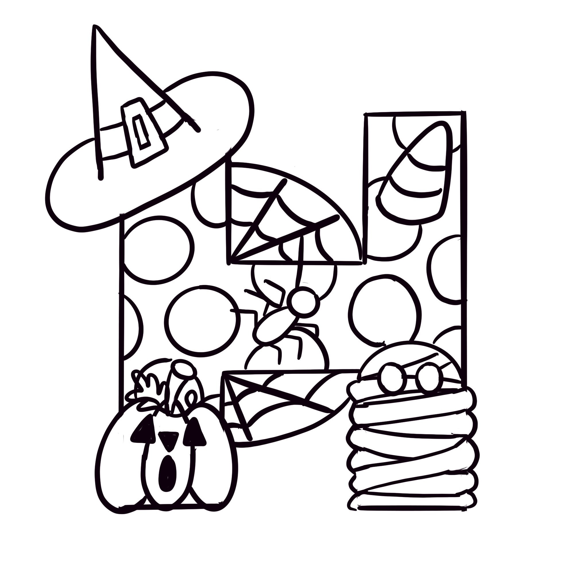 Halloween Themed Initial Downloadable Door Hanger Template - Etsy