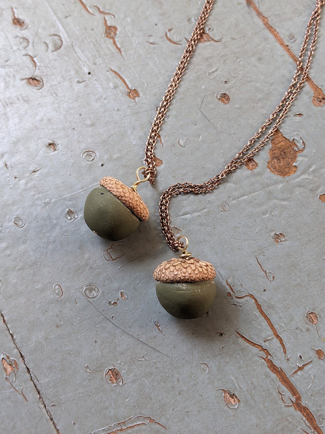 Handmade Polymer Clay Acorn Pendant - Etsy