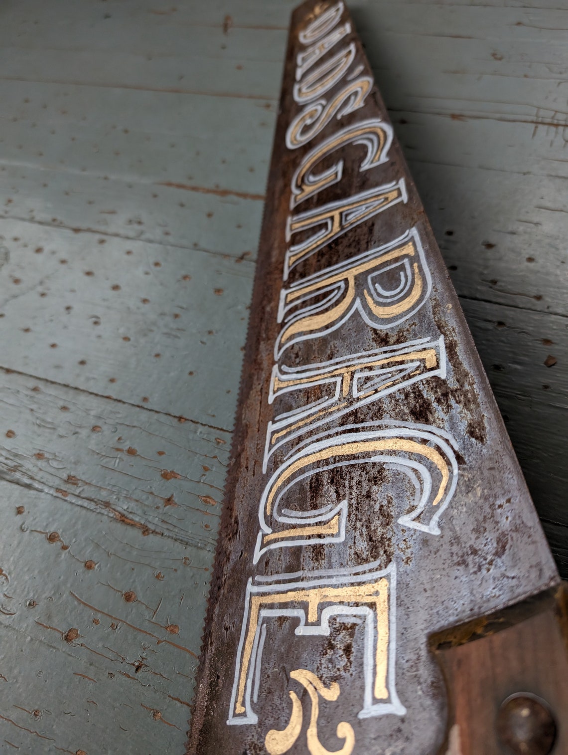 Vintage Hand Lettered Saw Sign - Etsy