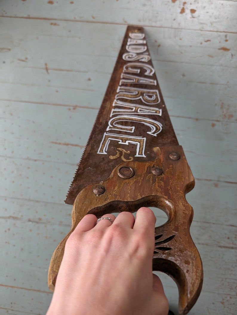 Vintage Hand Lettered Saw Sign - Etsy