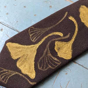 Hand Painted Upcycled Ginkgo Leaf Necktie - Etsy