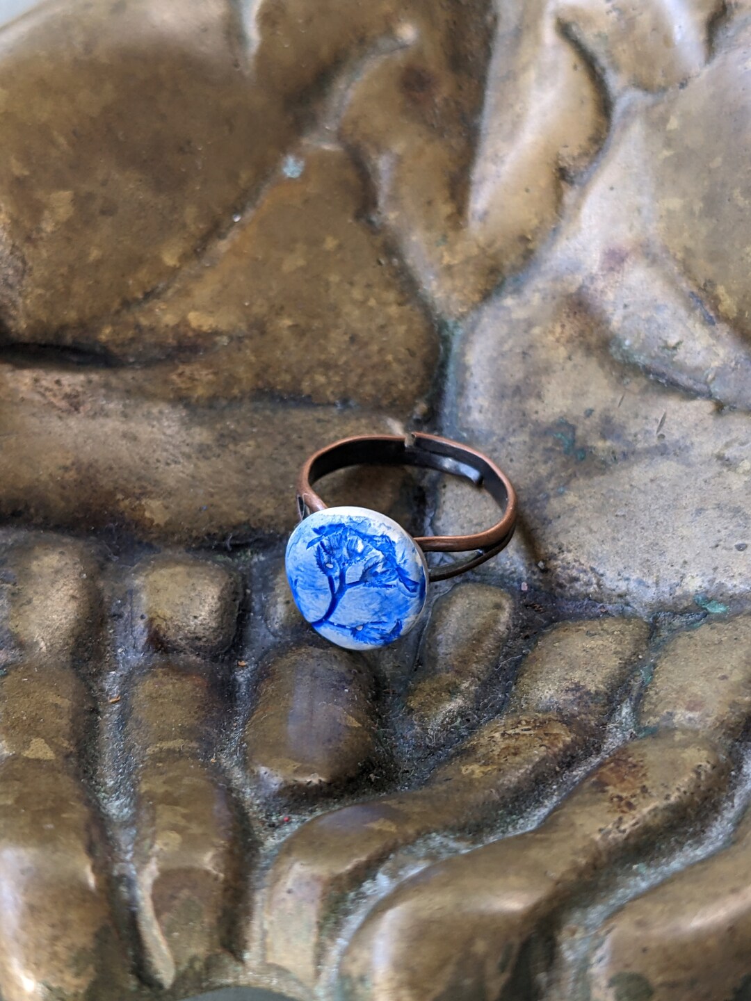 Forgetmenot Flower Polymer Clay Cottagecore Statement Ring - Etsy