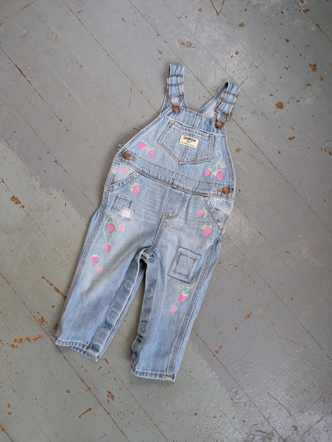 Hand Painted Strawberry Overalls - Etsy