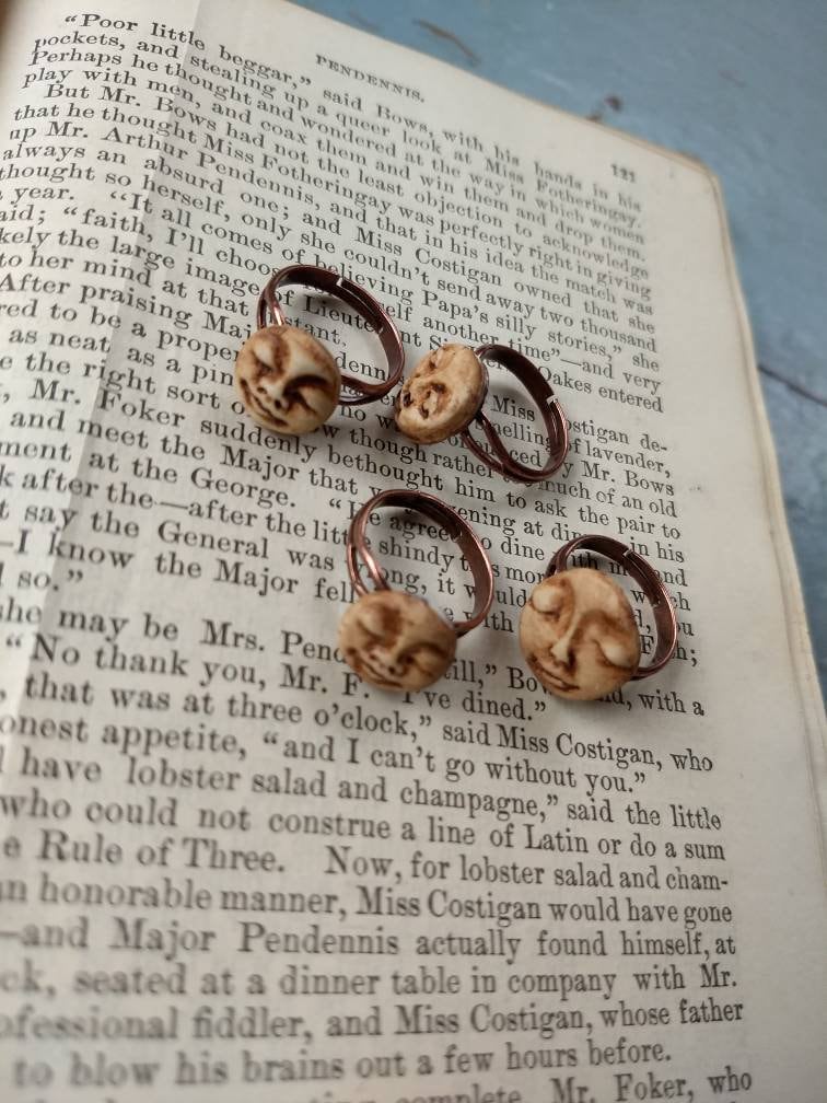 Handmade Polymer Clay Full Moon Face Ring - Etsy