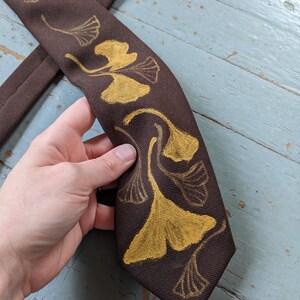 Hand Painted Upcycled Ginkgo Leaf Necktie - Etsy