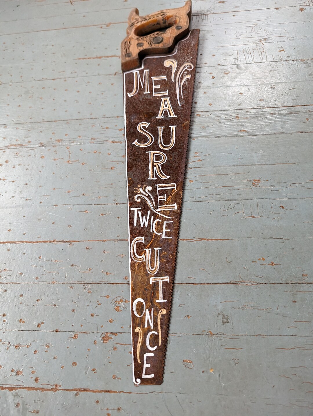 Vintage Hand Lettered Saw Sign - Etsy