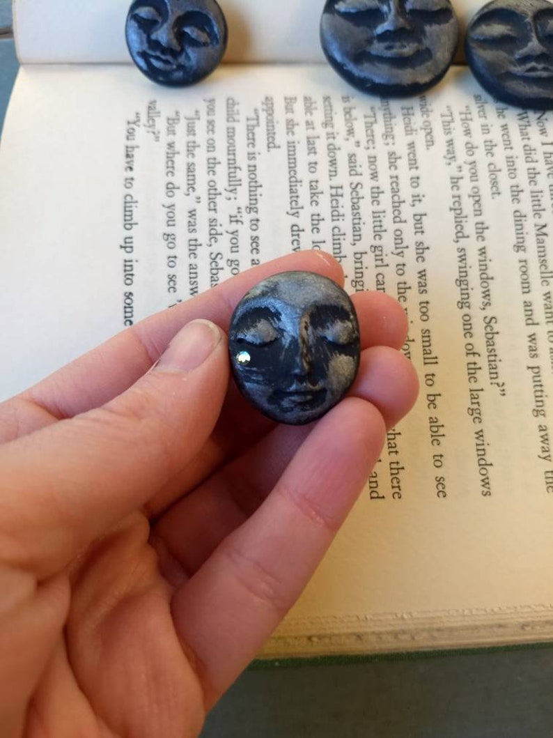 Handmade Polymer Clay Happy Tear Moon Face Pin | Etsy