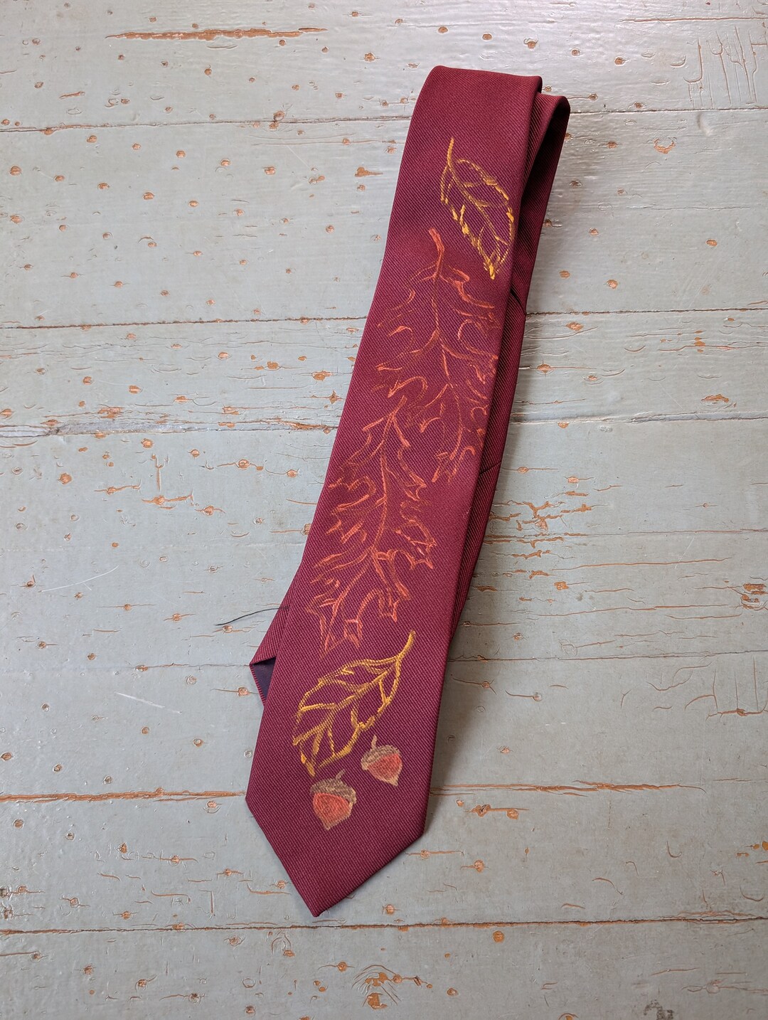 Hand Painted Oak Leaf and Acorn Necktie - Etsy